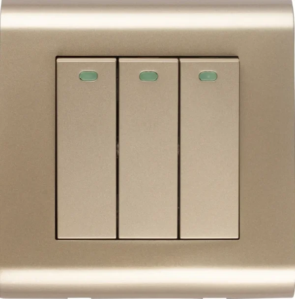 3 Gang 1 Way Switch-Modular Series-Gold-Kevilton