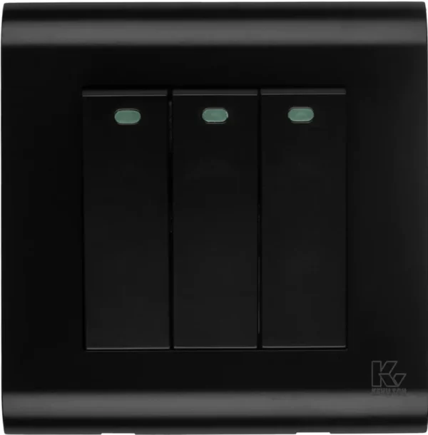 3 Gang 1 Way Switch-Modular Series-Jet Black-Kevilton