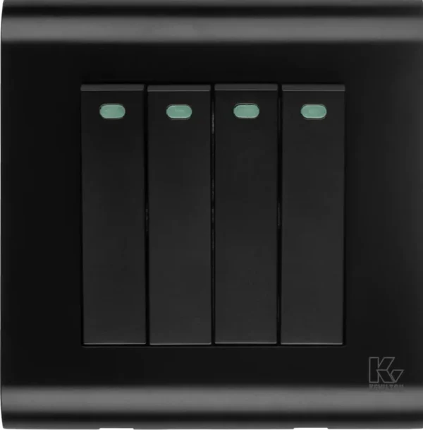 4 Gang 1 Way Switch-Modular Series-Jet Black-Kevilton